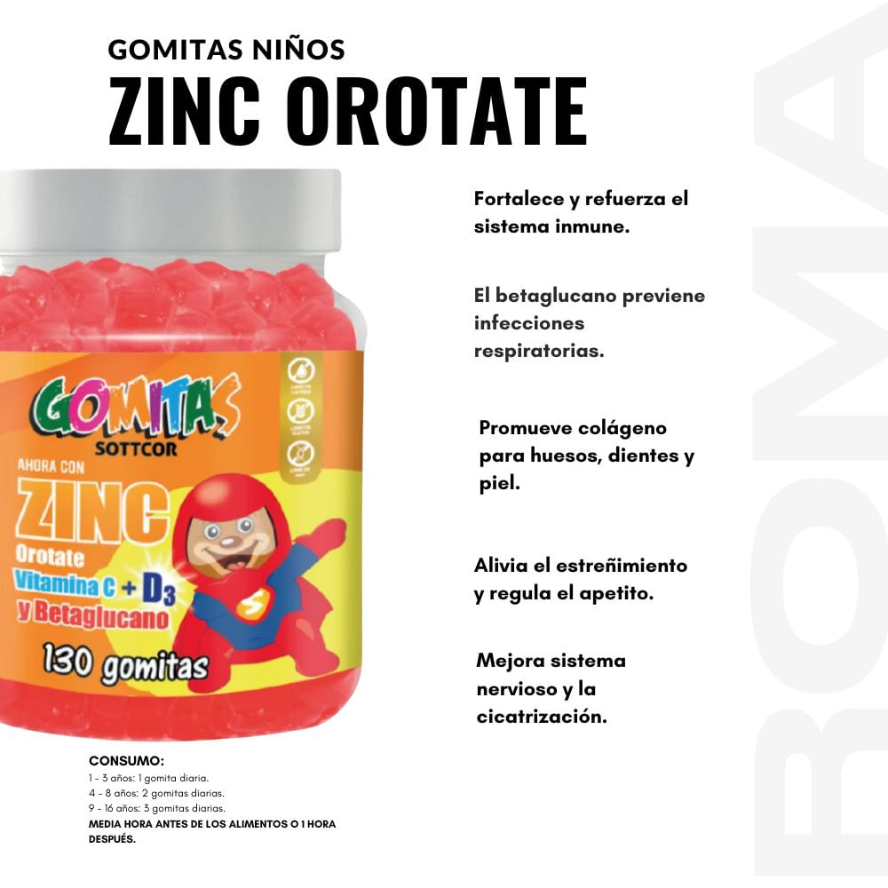 PACK 2 GOMITAS ZINC OROTATE NIÑOS 130UND + GOMITAS PITAHAYA 130UND ...