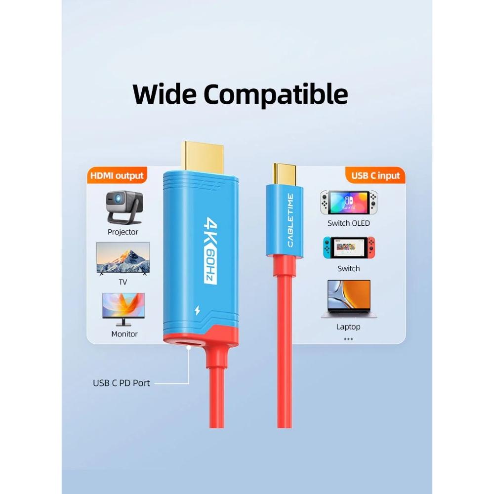 Adaptador USB C a HDMI 4K60Hz Nintendo Switch 2 Mini Dock PD100W ...