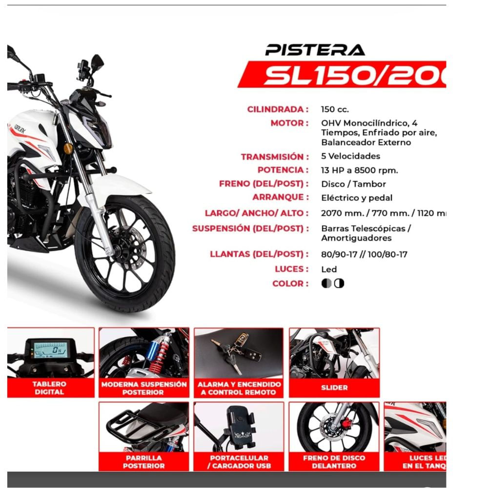 Motocicleta sonlink SL150 - F5 150cc 5 Veloc. | Promart.pe - Promart