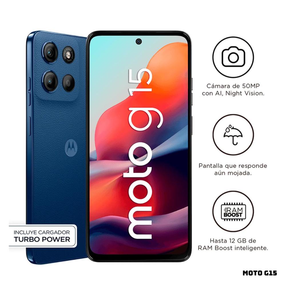 CELULAR MOTOROLA MOTO G15 4GB RAM 512GB ROM - AZUL - Promart