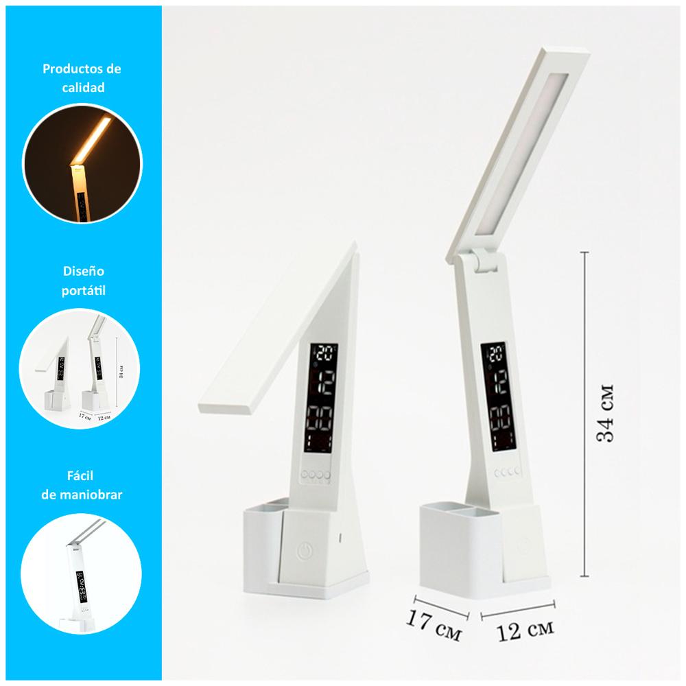 Lámpara LED Plegable con Reloj y Portalapiceros Blanco | Promart.pe ...