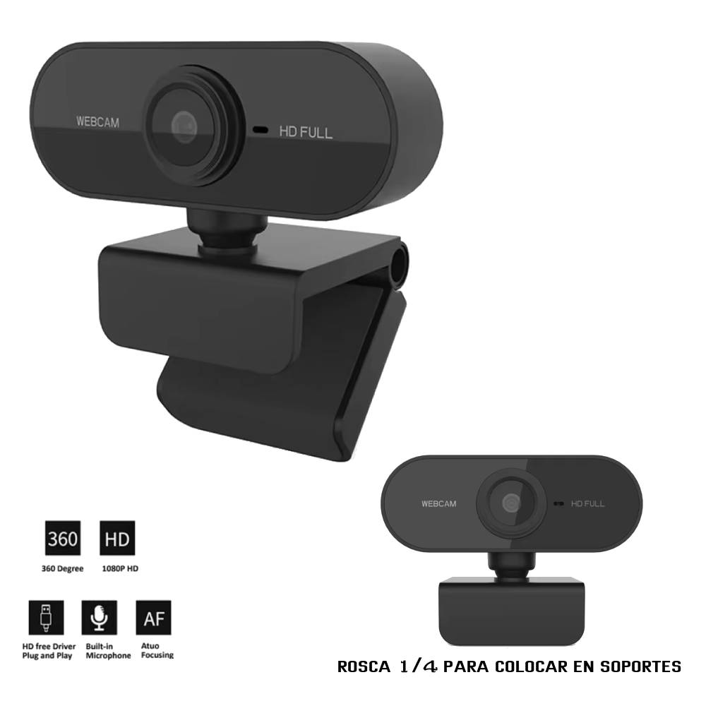 Cámara Webcam Con Micrófono Para Laptop PC FHD USB 1080 - Promart
