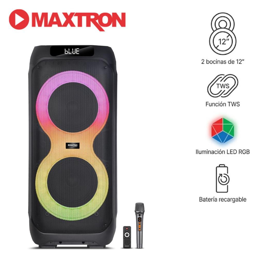 Torre de Sonido Maxtron Furore MX1207 con 02 Boufer 12” Función TWS BT ...