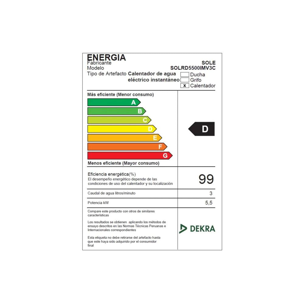Rapiducha Sole Imagine Temp-Pro SOLRD5500IMV3C | Promart.pe - Promart