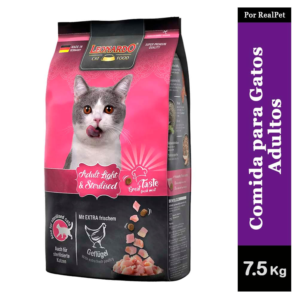 Comida para Gato Adulto Light y Esterilizado Leonardo 7.5 kg - Promart