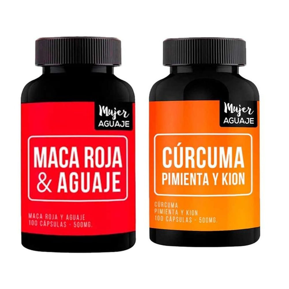 Maca Roja & Aguaje 100 Cápsulas + Cúrcuma 100 Cápsulas Mujer Aguaje ...