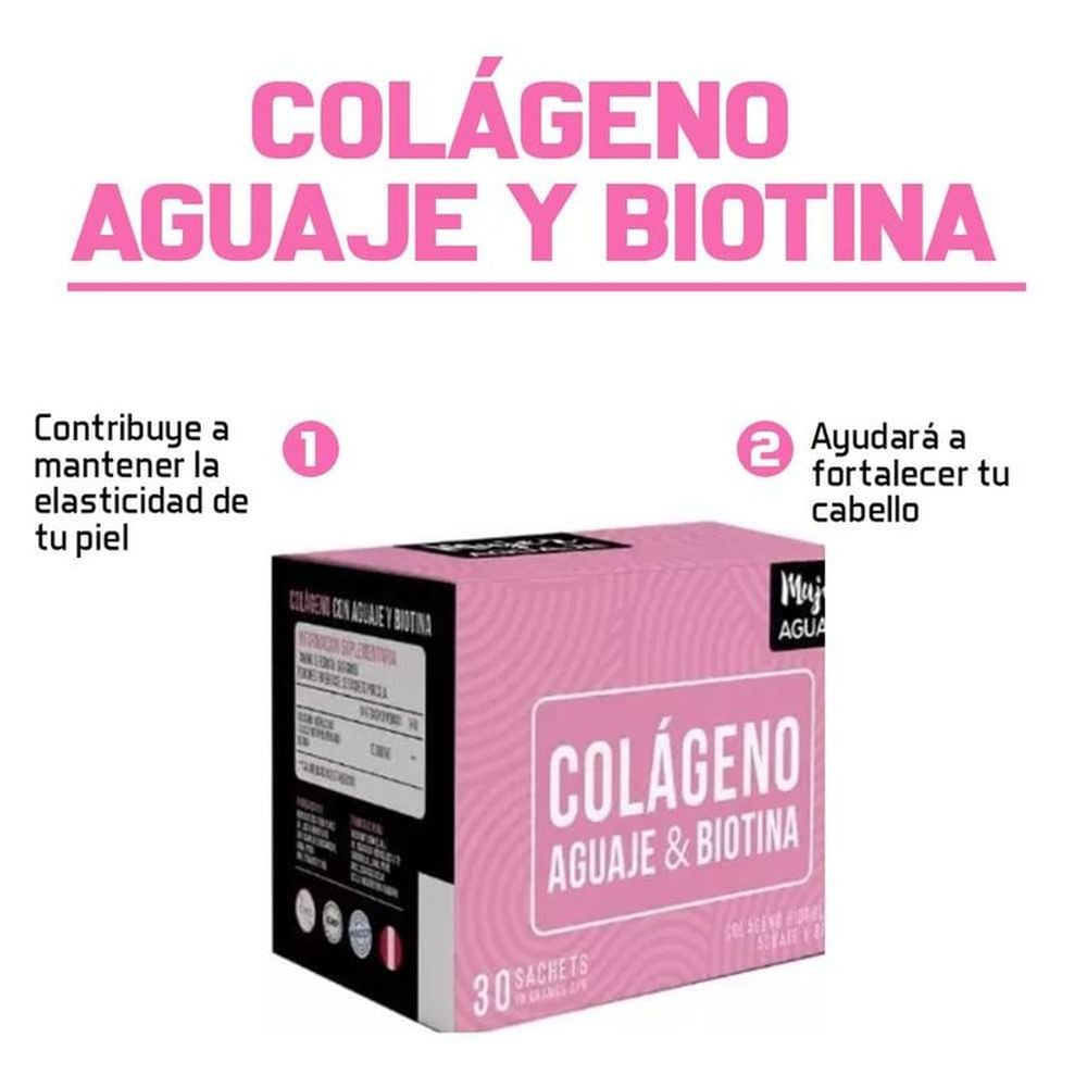Colágeno Aguaje & Biotina Caja de 30 sachets de 10 g cu Mujer Aguaje ...