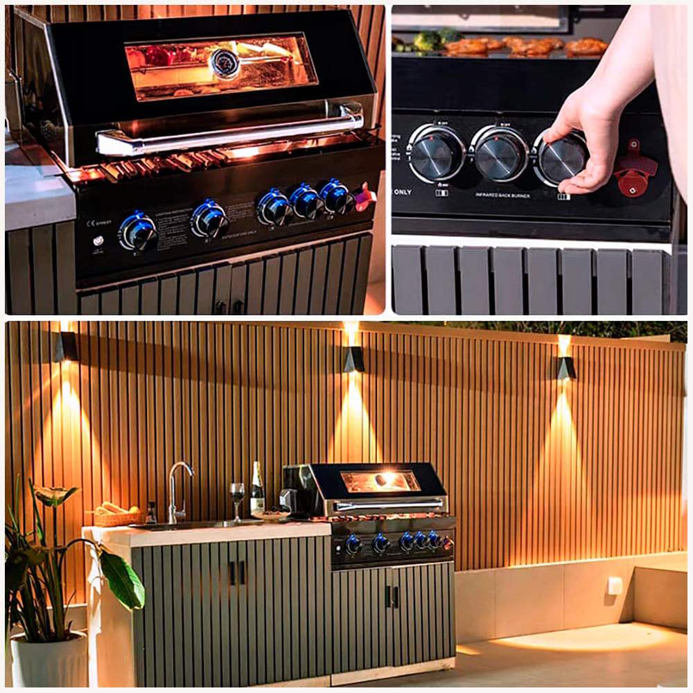 Parrilla A Gas Y Carbón Empotrable HIGRILL de 5 Quemadores Acero Inox ...
