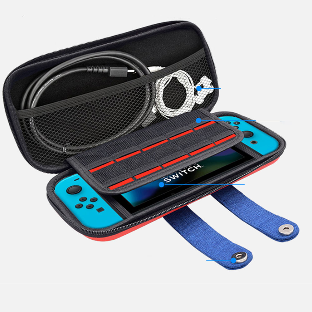 Estuche para Nintendo Switch y Oled Rígido Eva Mario Rojo/Azul - Promart