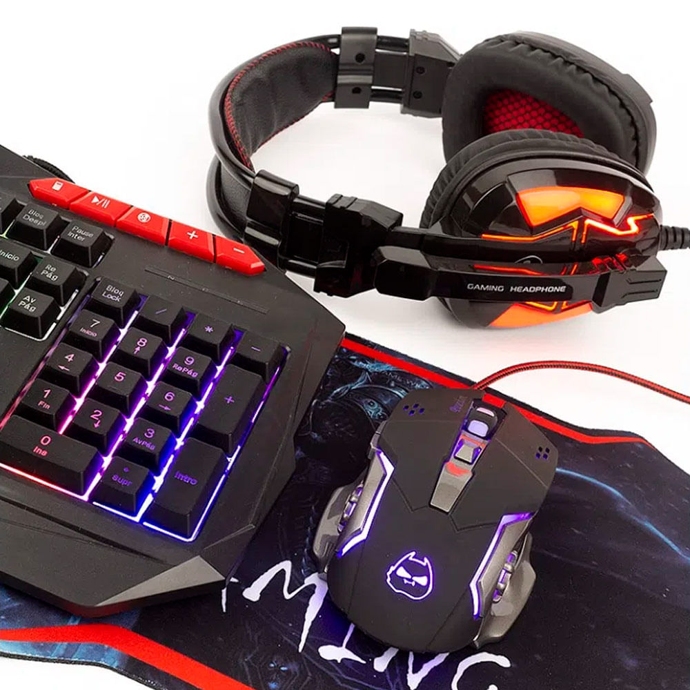 Kit Gamer 4 en 1 Halion Poseidon Ha-850c Teclado + Mouse + Auriculares ...
