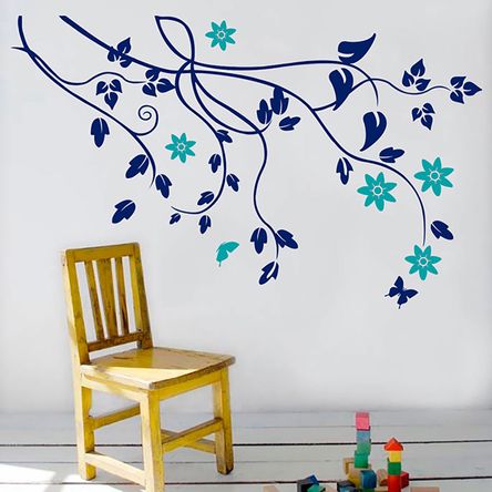 Vinilo Árbol de Almendro Azul Oscuro Turquesa Pequeño Sticker Viniles ...