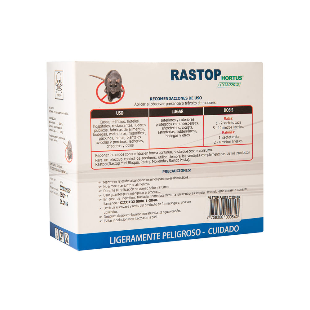 Raticida en pasta 250g Rastop Hortus - Promart