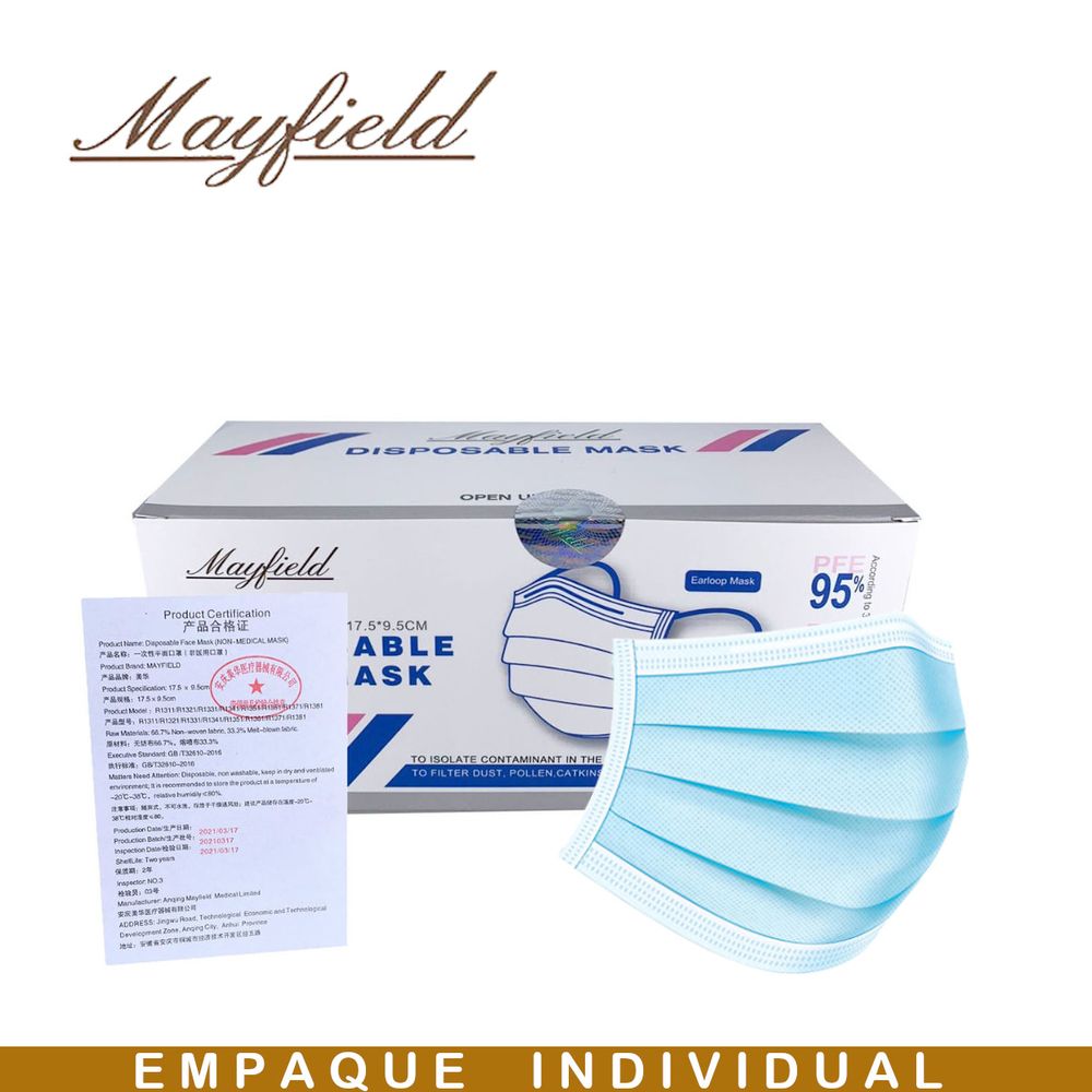 Mascarilla Quirúrgica Mayfield 3 Capas 3 Pliegues Caja*50und - Promart Mascarilla Quirúrgica Mayfield 3 Capas 3 Pliegues Caja*50und - Promart