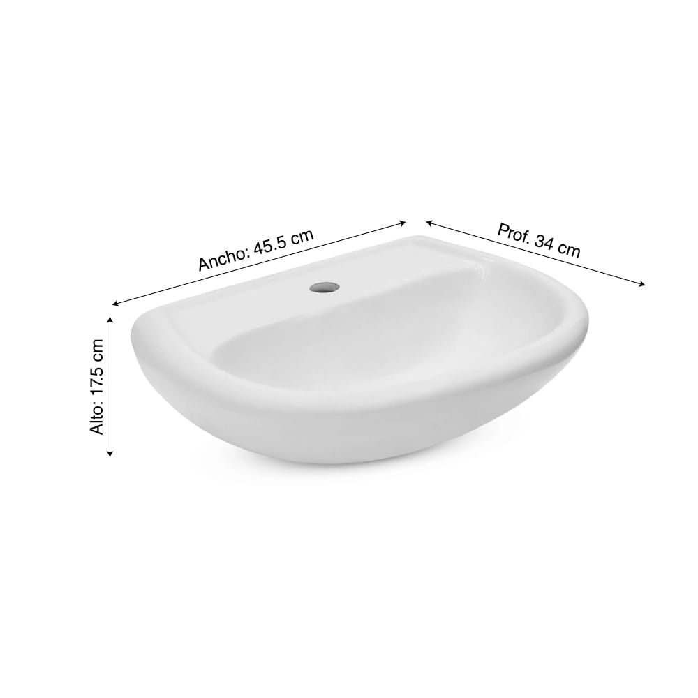 Lavatorio Ovalado Italgrif Aruba Blanco de Loza Vitrificada - Promart