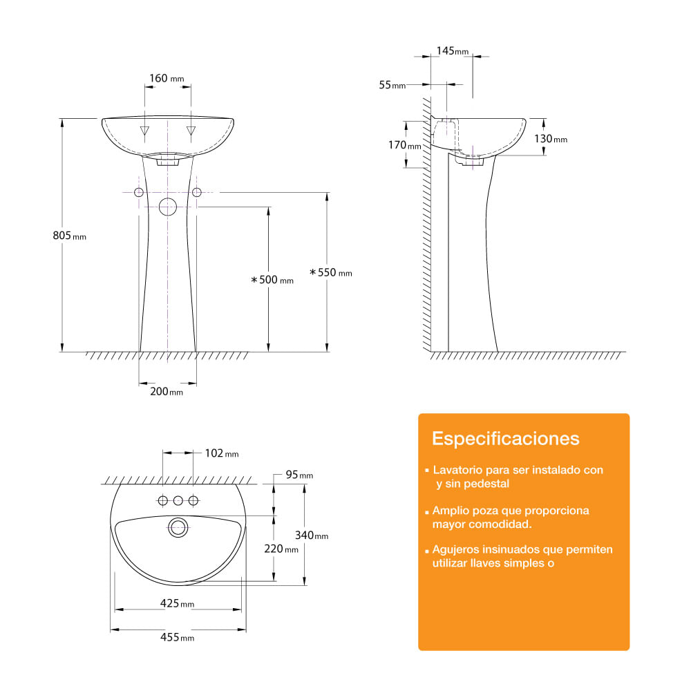 Lavatorio Fontana Blanco - Promart