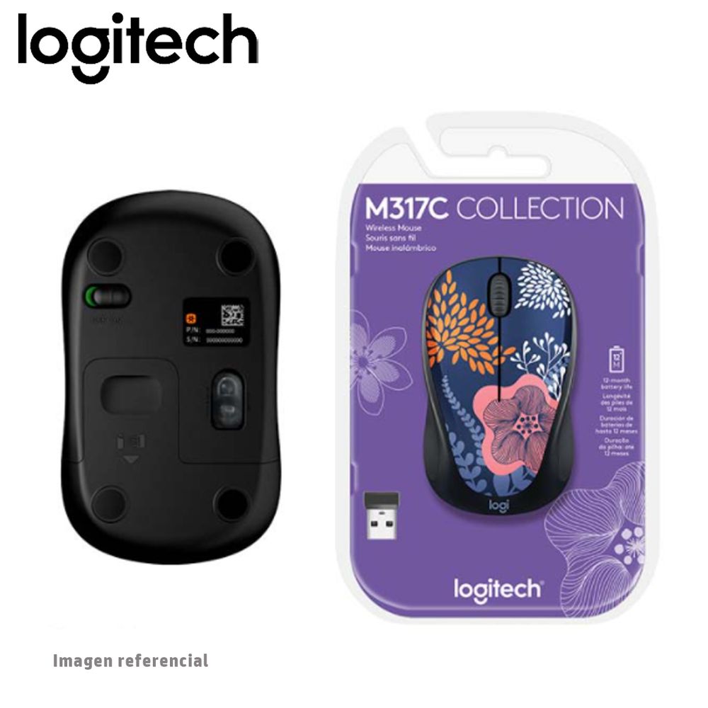 Mouse Logitech M317C Wireless Forest Floral Black - Promart