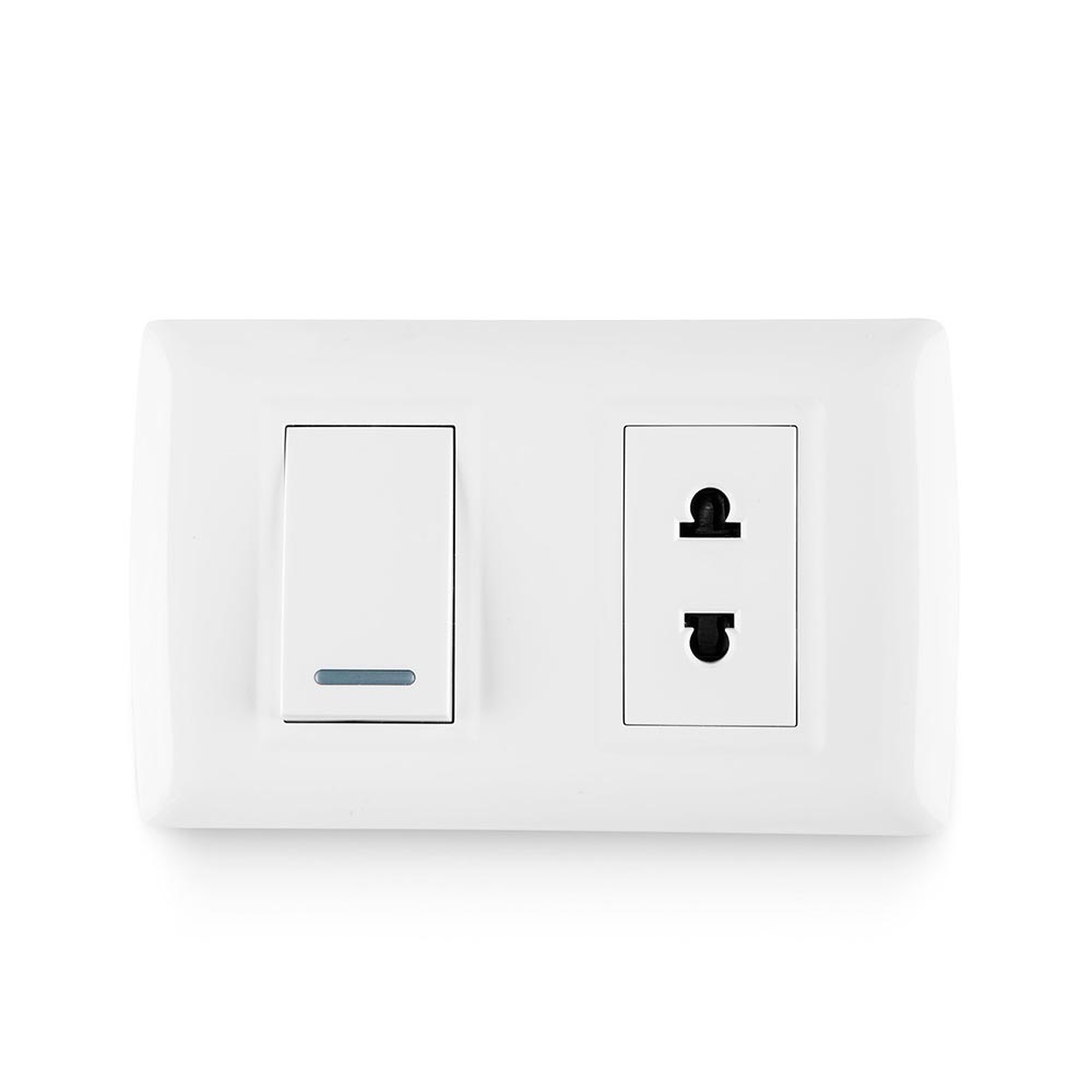 Interruptor + Tomacorriente Blanco Basic - Promart