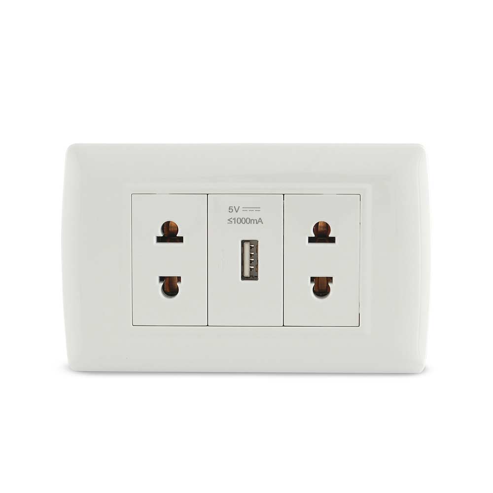 Tomacorriente Doble + USB Blanco Basic - Promart