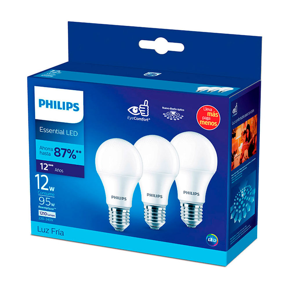 Foco LED Essential 12W E27 Luz Blanca Pack x3 - Promart