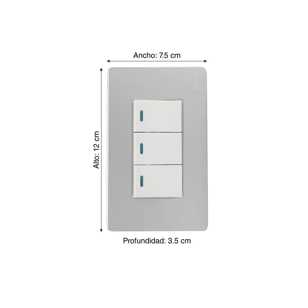 Interruptor Triple Plateado Metallic Orange - Promart
