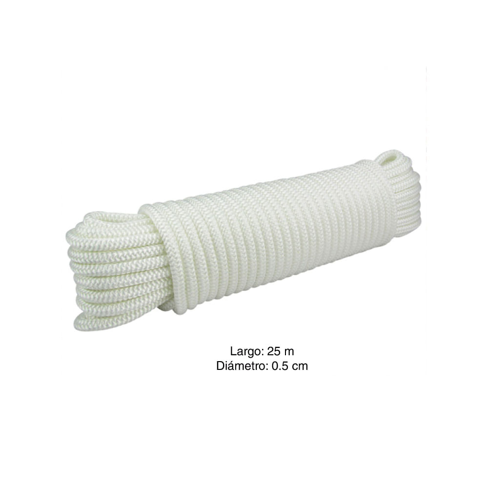 Driza nylon trenzada Blanca 5mm 3/16" x 25 mt Werken - Promart