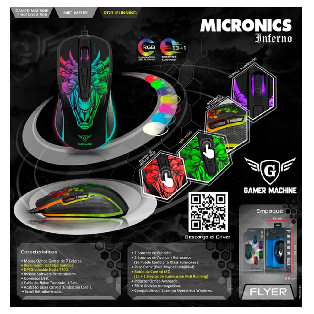 Mouse Gamer Micronics Inferno RGB - Promart