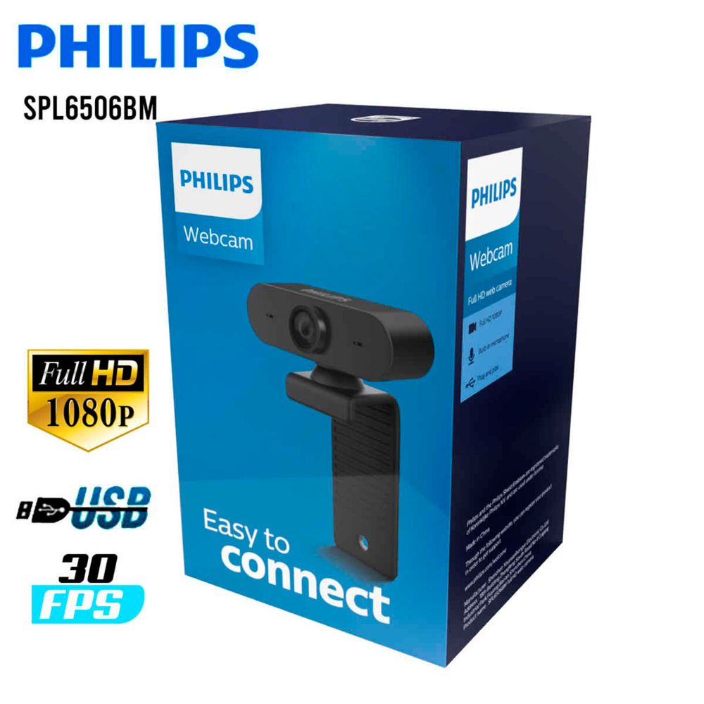 Cámara Web Philips Full HD 1080P con micrófono 30FPS - SPL6506BM ...