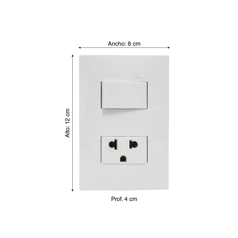Interruptor + Tomacorriente Universal Bl Simon - Promart