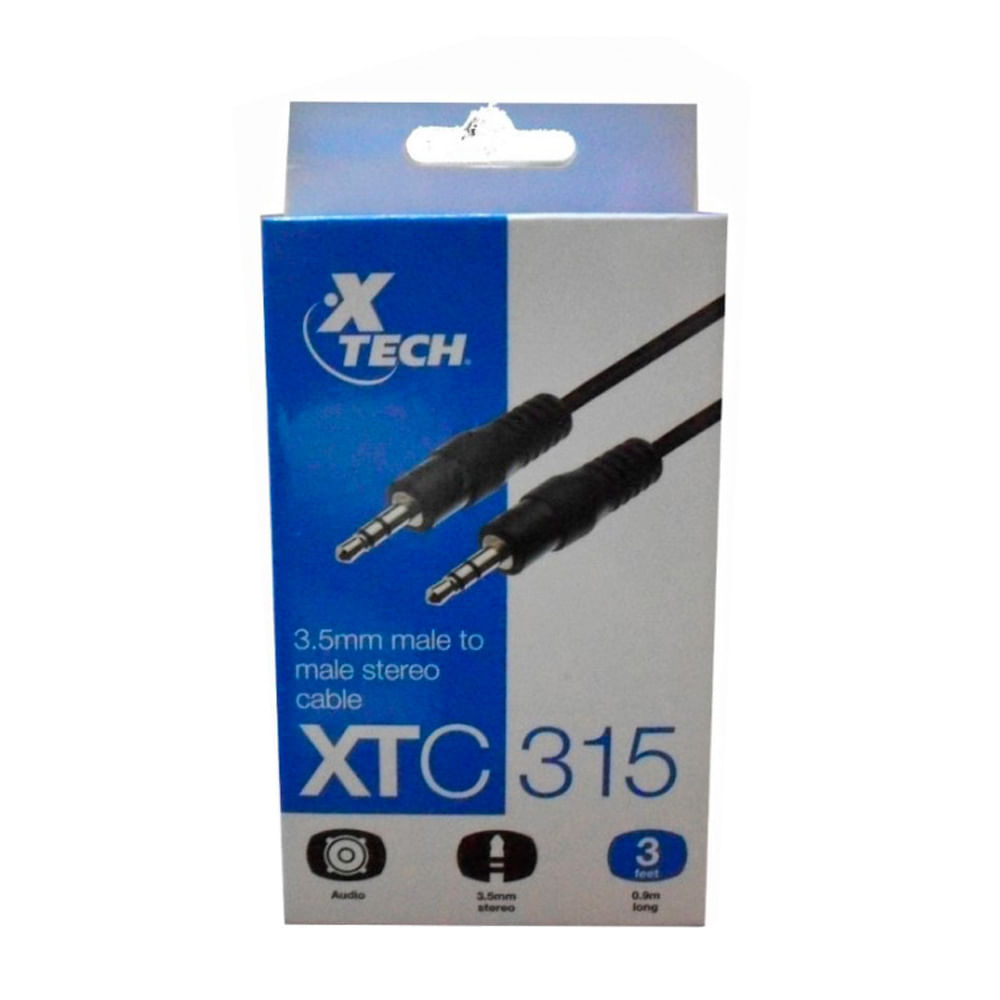 Cable estereo Xtech 3.5mm conector M/m 0.9m - Promart