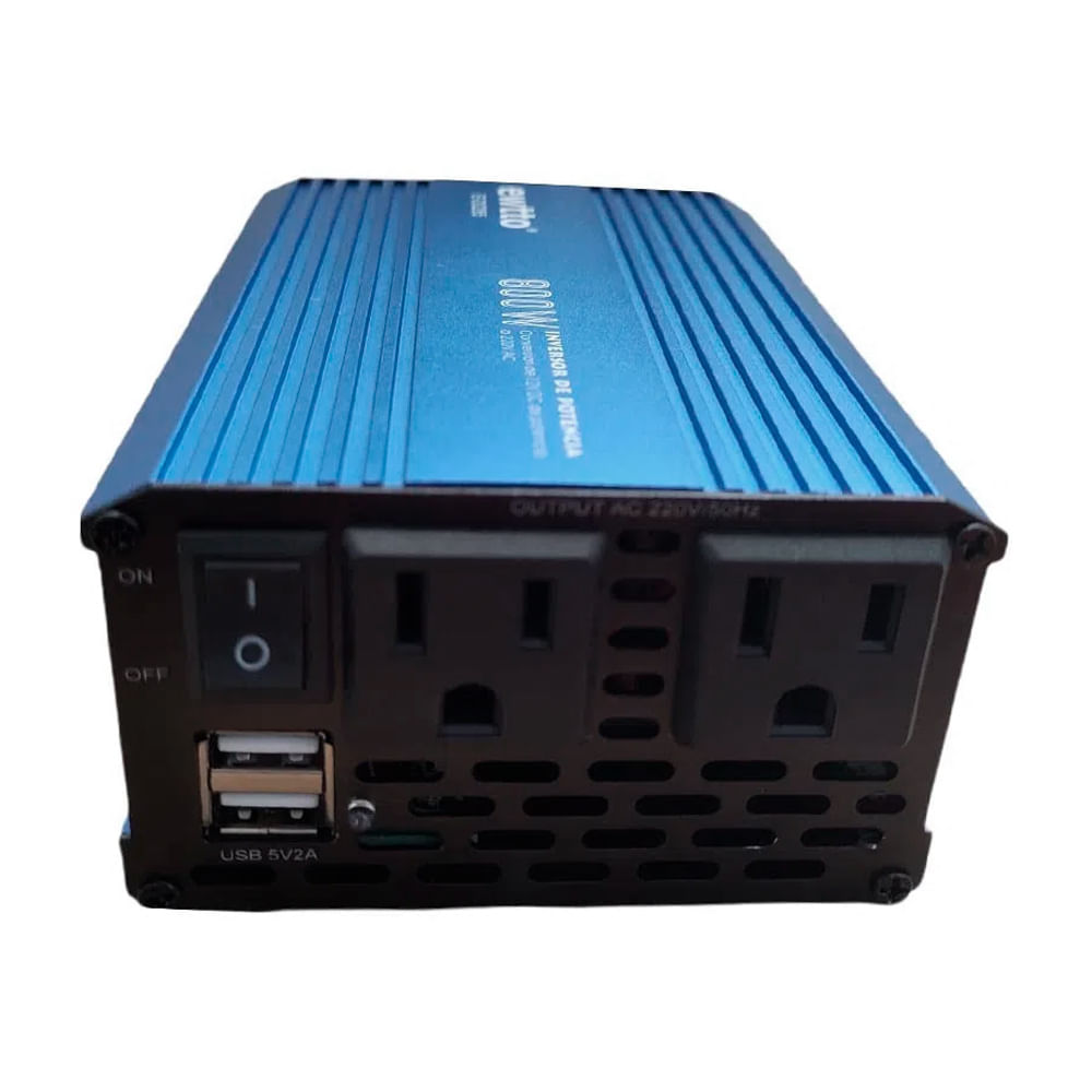 Inversor De Corriente 12v A 220v Ac 2 Usb 800w Power Ewtto Azul - Promart