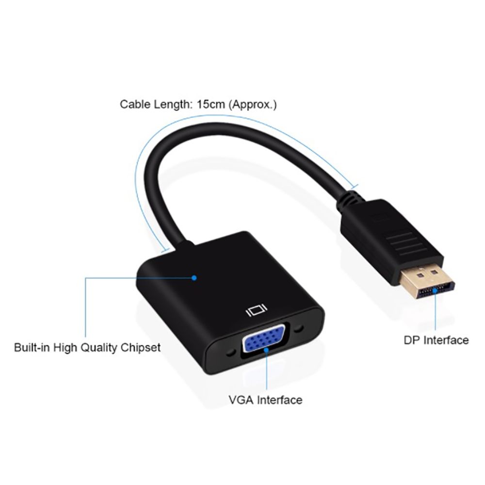 Adaptador Displayport a VGA Cable Convertidor Negro | Promart - Promart