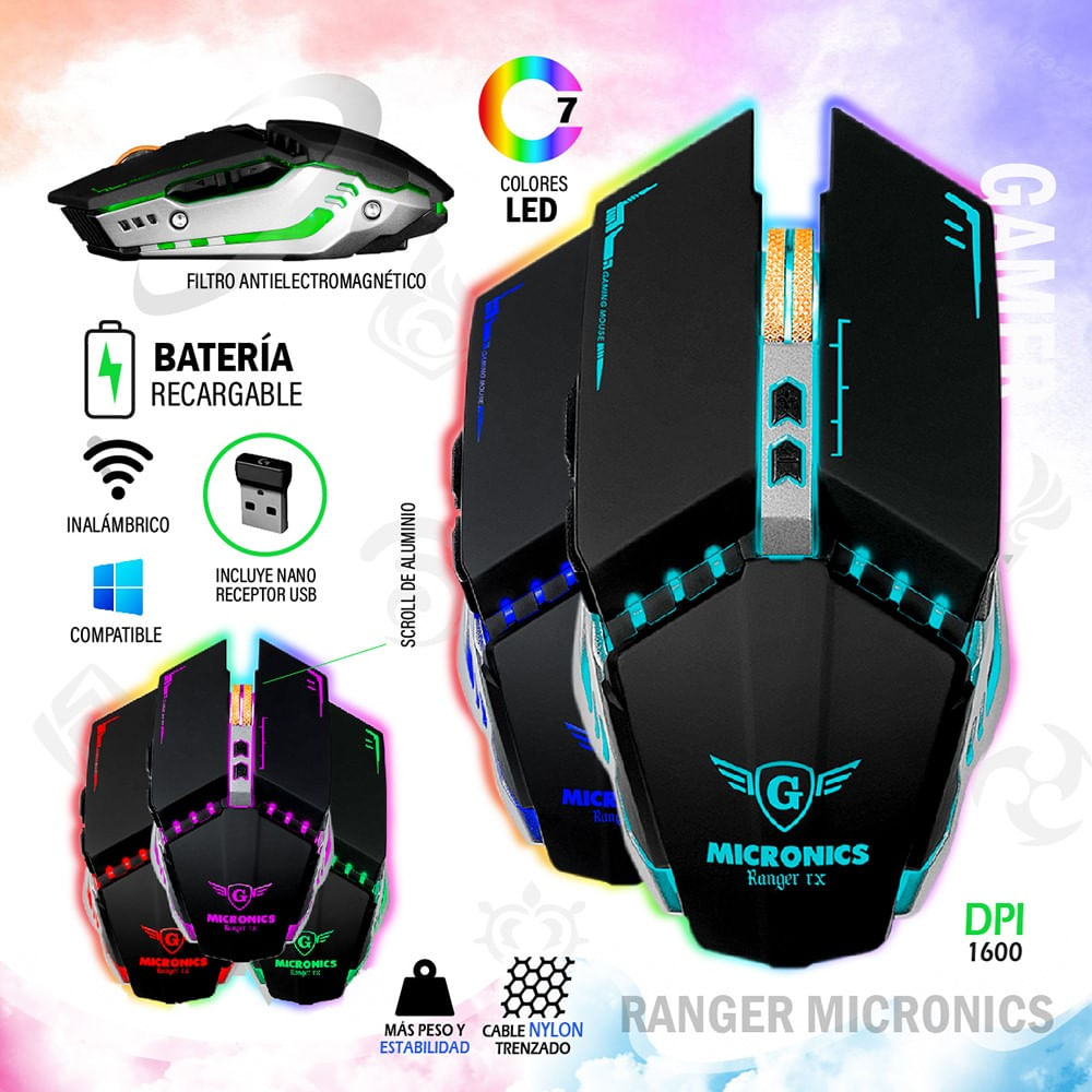 Mouse Gamer Inalámbrico Micronics Ranger RX - Promart
