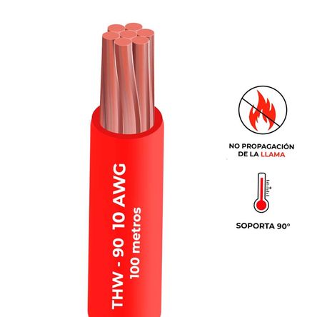 Cable THW-90 450/750 V 10 AWG Celsa Rojo 100m - Promart