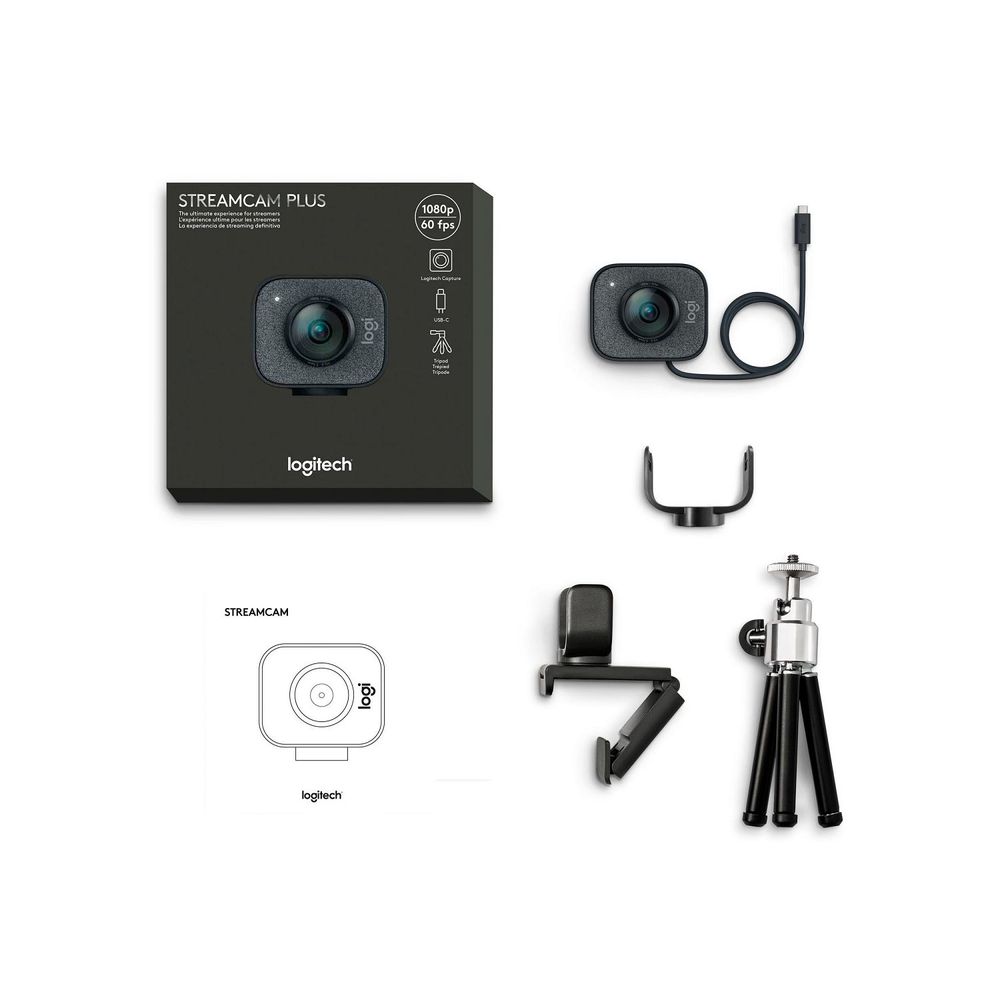 Camara Logitech Streamcam Plus Full Hd Con Soporte Tripod Black - Promart