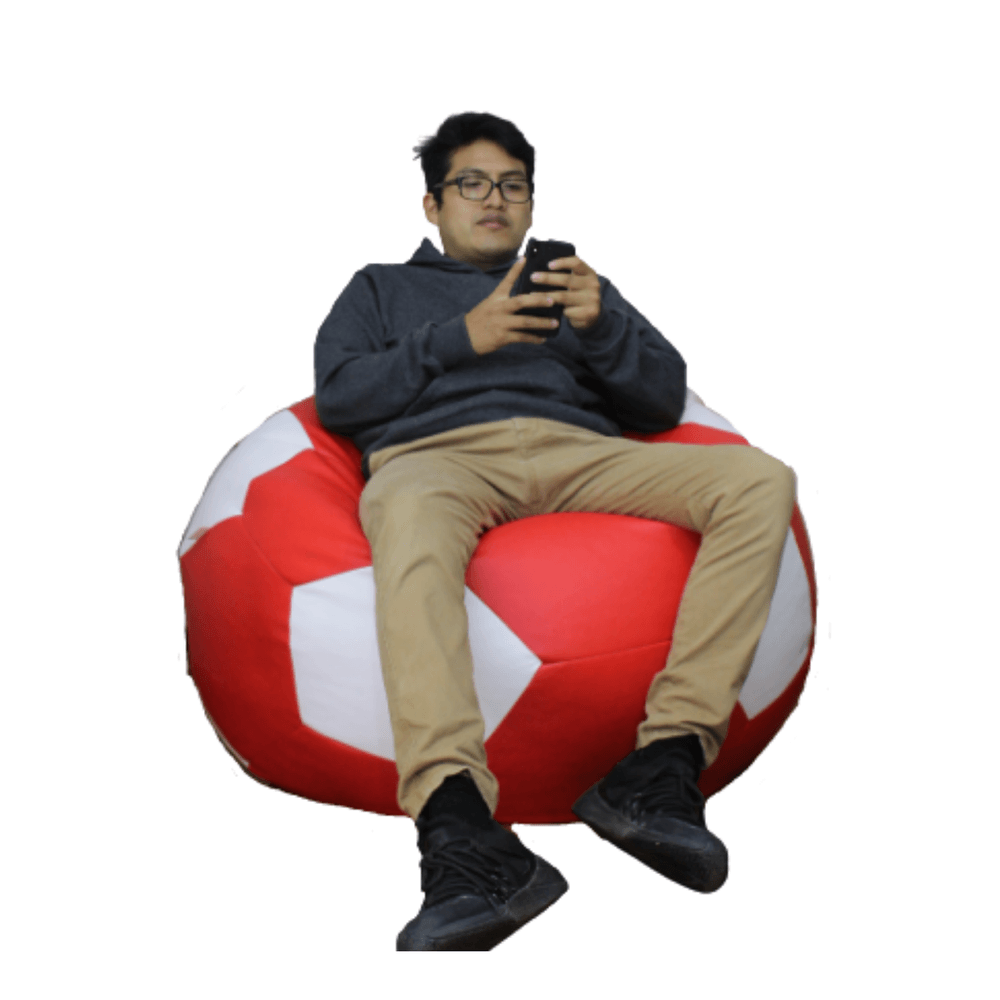 Puff Palmo Pelota Grande Ultra Cuero Rojo y Blanco - Promart