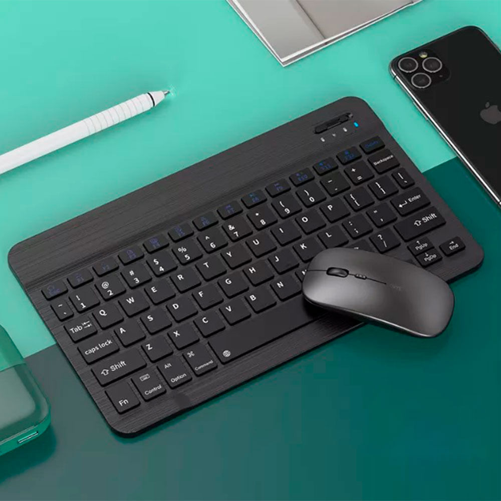 Kit Teclado + Mouse Inalámbrico Bluetooth Negro - Promart