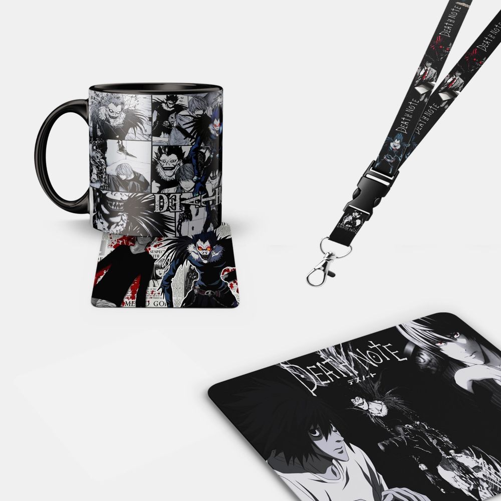 Pack Death Note: Taza, Mouse Pad, Lanyard, Posavaso - Promart