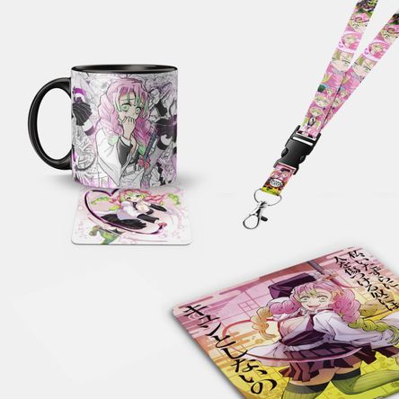 Pack Mitsuri Kanjori Demon Slayer: Taza, Mouse Pad, Lanyard, Posavaso ...