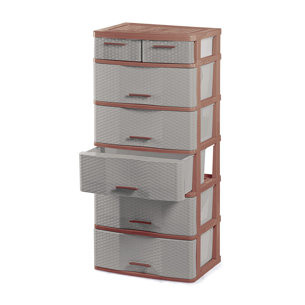 Cómoda Comodina Mimbre Ratán #6 Cerezo Beige - Promart