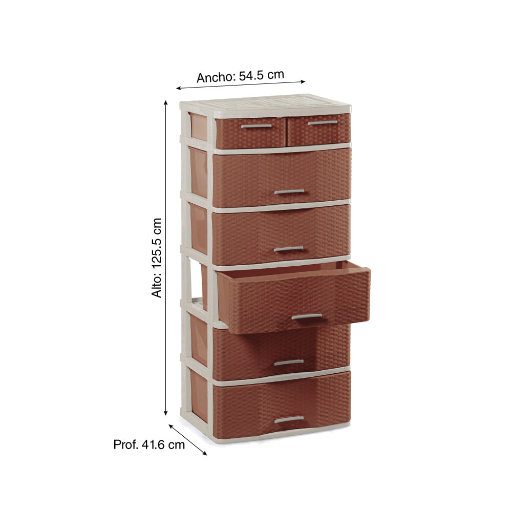 Cómoda Comodina Mimbre Ratán #6 Beige Cerezo Polinplast - Promart