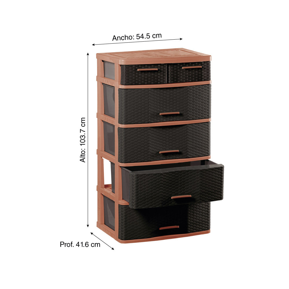Cómoda Comodina Mimbre Ratán #5 Cerezo Marrón Polinplast - Promart
