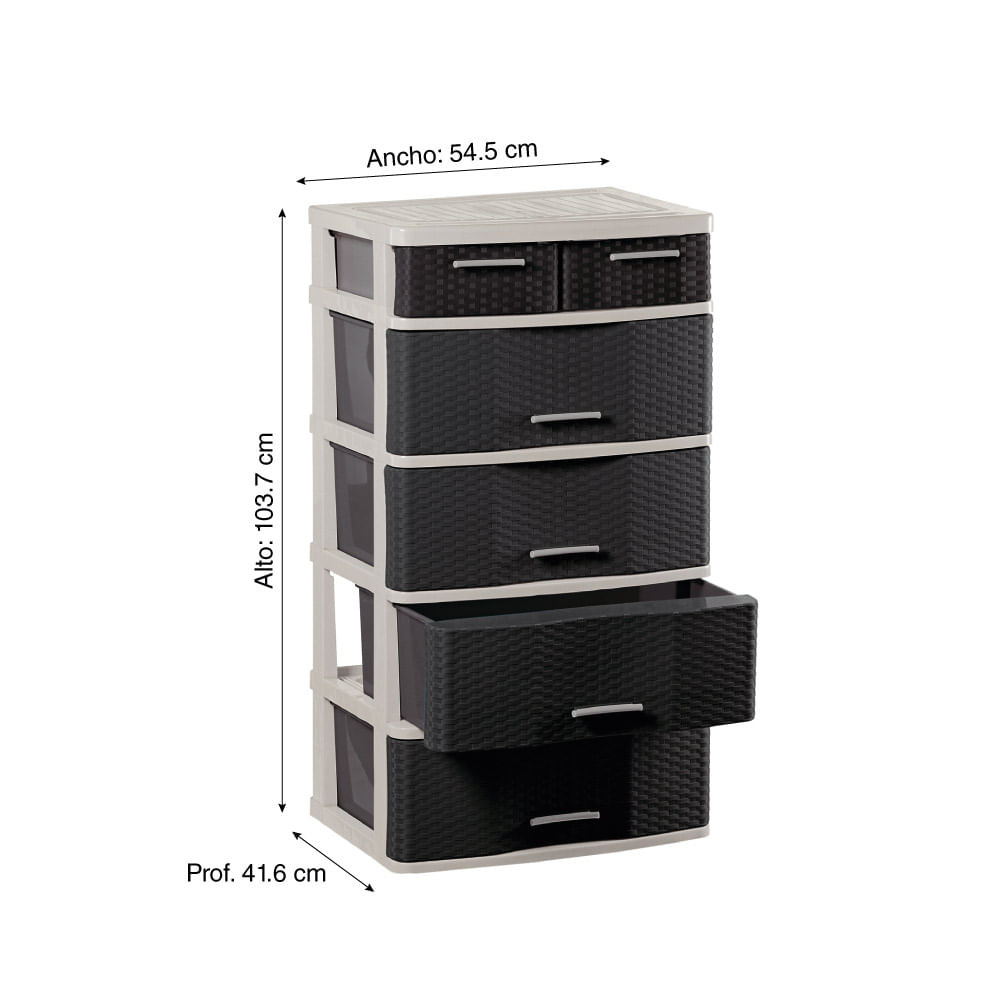 Cómoda Comodina Mimbre Ratán #5 Beige Marrón Polinplast - Promart