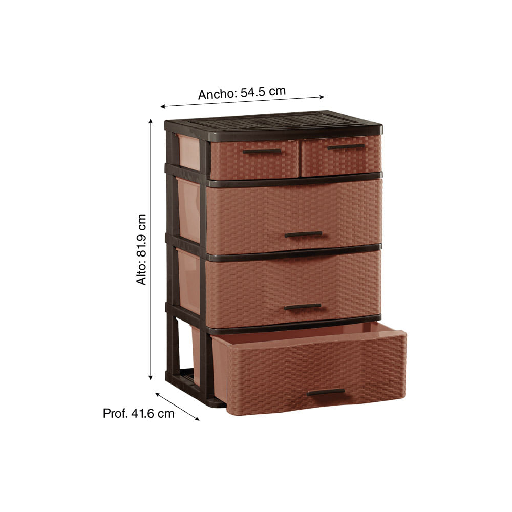 Cómoda Comodina Mimbre Ratán #4 Marrón Cerezo Polinplast - Promart