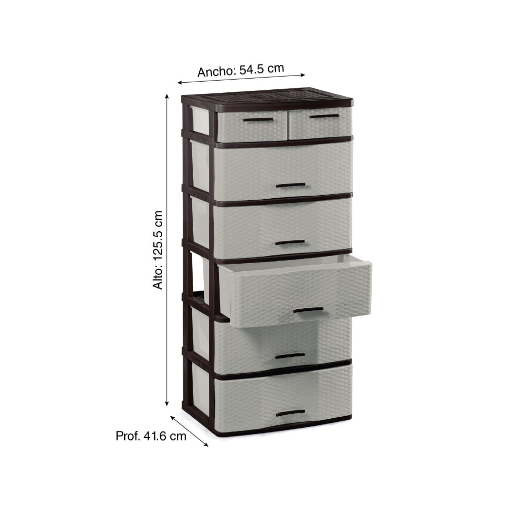 Cómoda Comodina Mimbre Ratán #6 Marrón Beige Polinplast - Promart