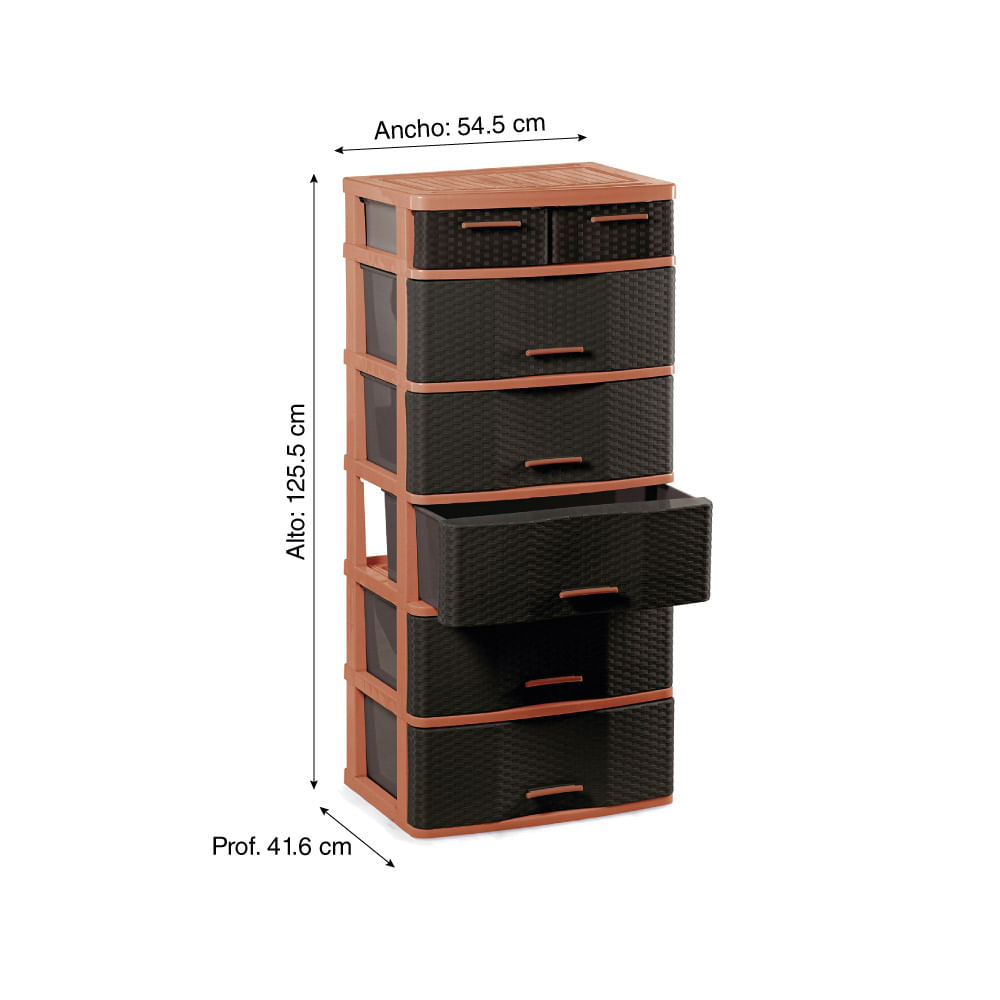 Cómoda Comodina Mimbre Ratán #6 Cerezo Marrón Polinplast - Promart