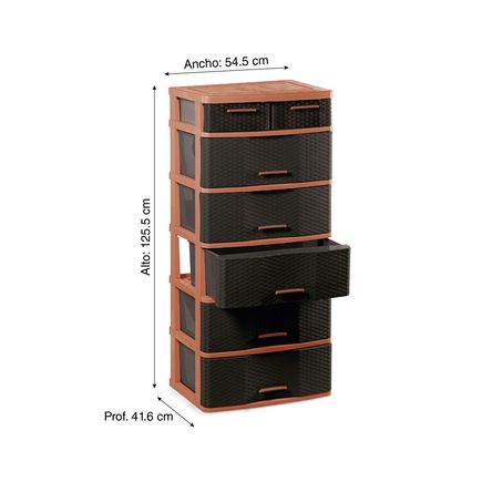 Cómoda Comodina Mimbre Ratán #6 Cerezo Marrón Polinplast - Promart