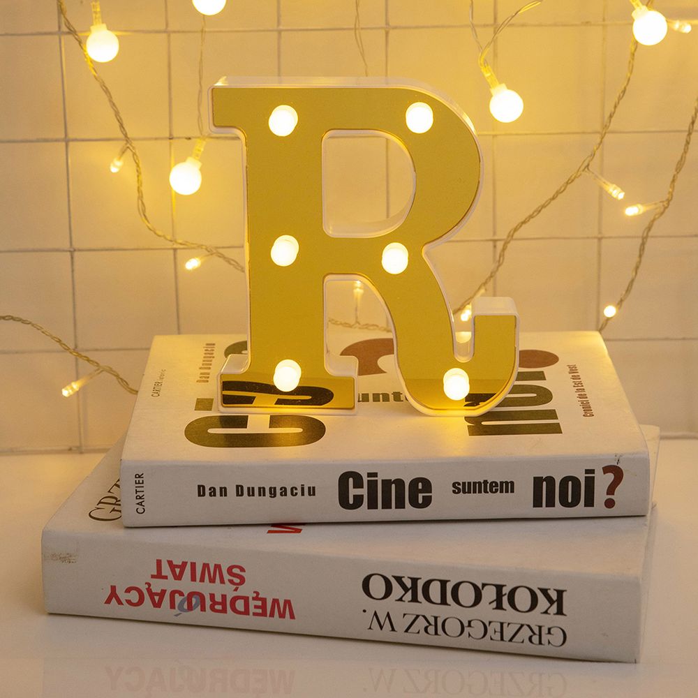 Lámpara de letras galvanizada en oro blanco cálido constante brillante ...