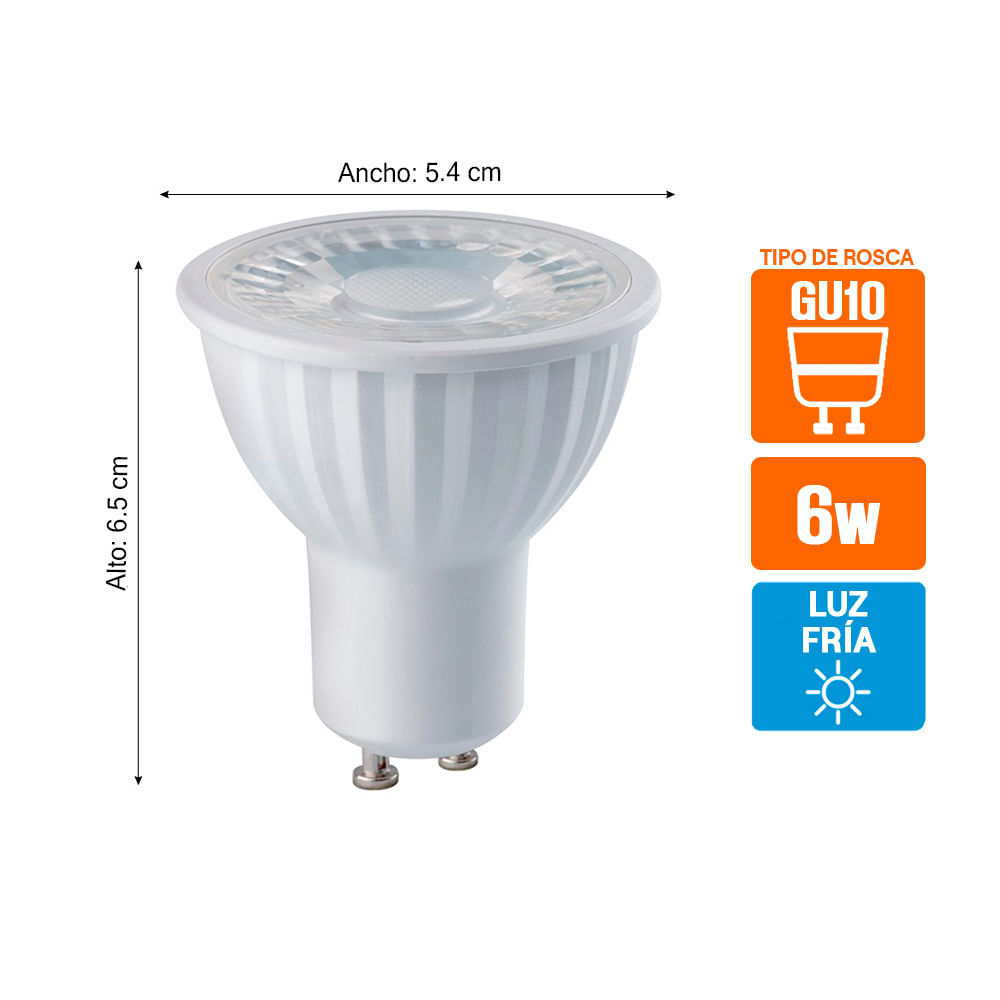 Foco LED Gu10 6W Luz Blanca - Promart