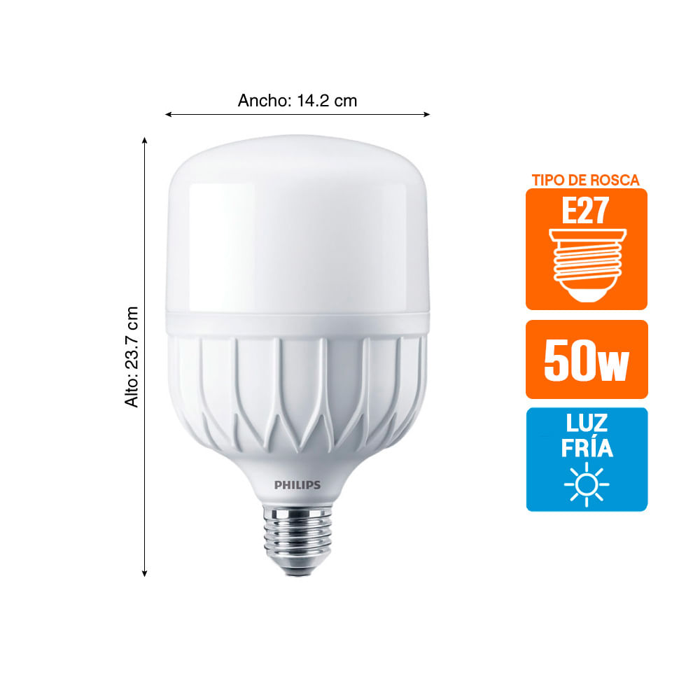 Foco led TFORCE E27 50W Luz Blanca - Promart