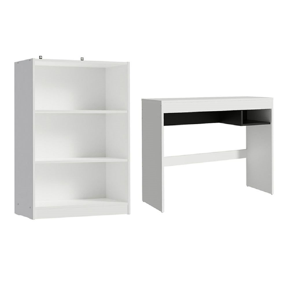 Mueble Escritorio Pc Madesa + Estante Librero Organizador Blanco - Promart